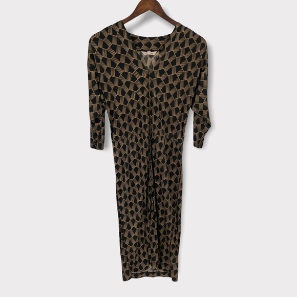 Tucker | Dresses | Tucker Nyc Black Brown Printed Silk Dress | Poshmark